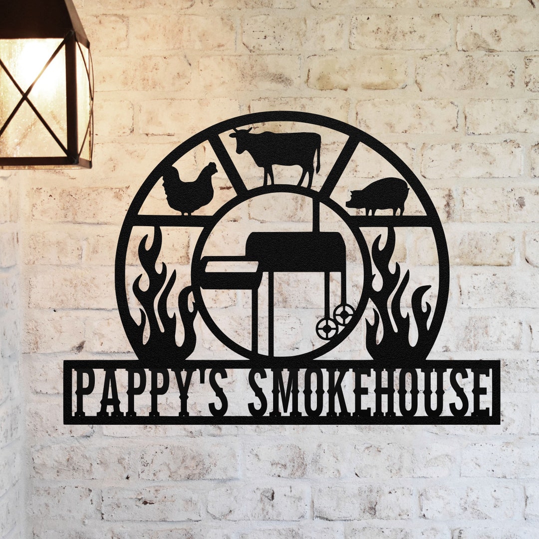 Custom BBQ Smokehouse Sign ~ Metal Porch Sign | Outdoor Sign | Front ...