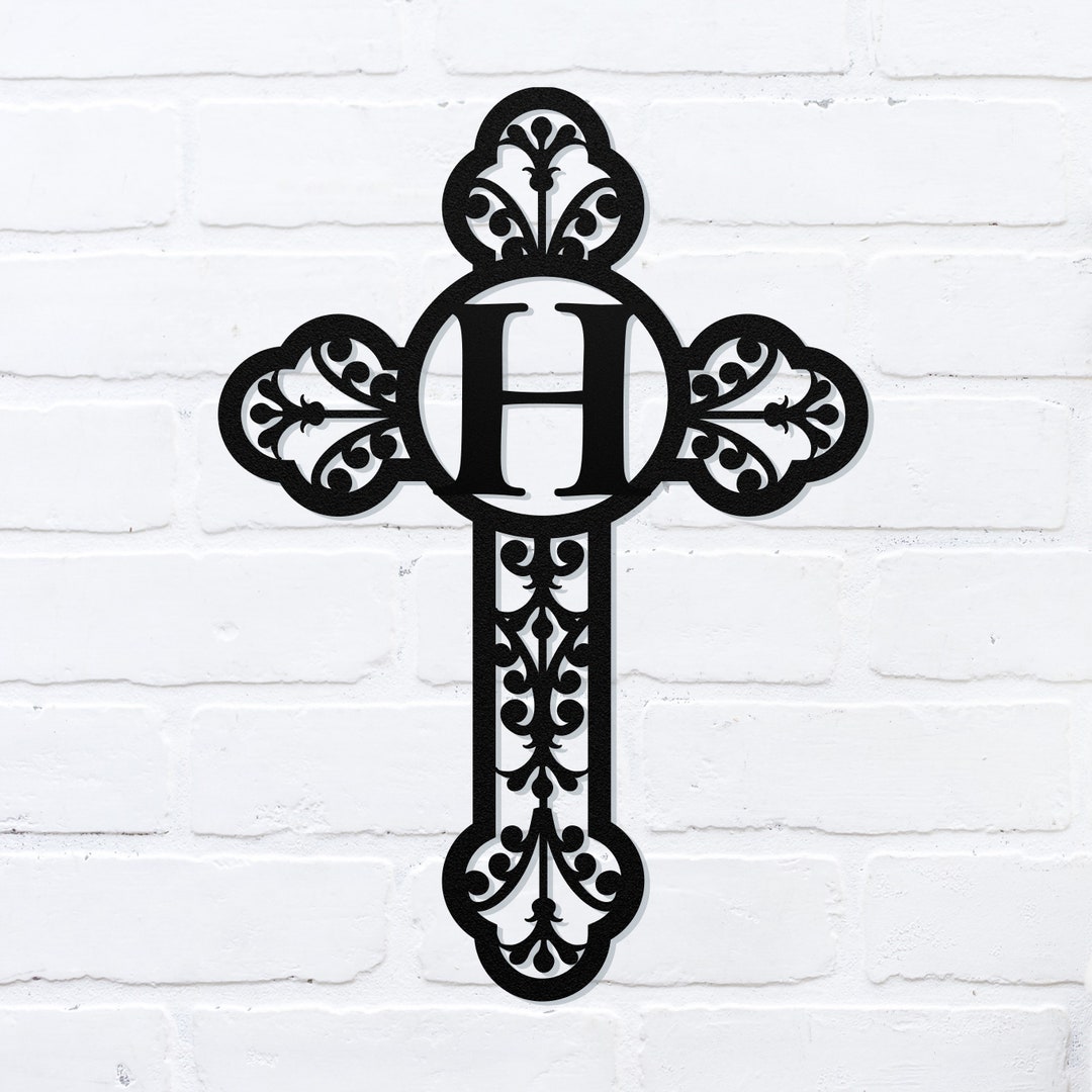 Cross Monogram Sign ~ Metal Porch Sign | Front Door Sign | Personalized ...