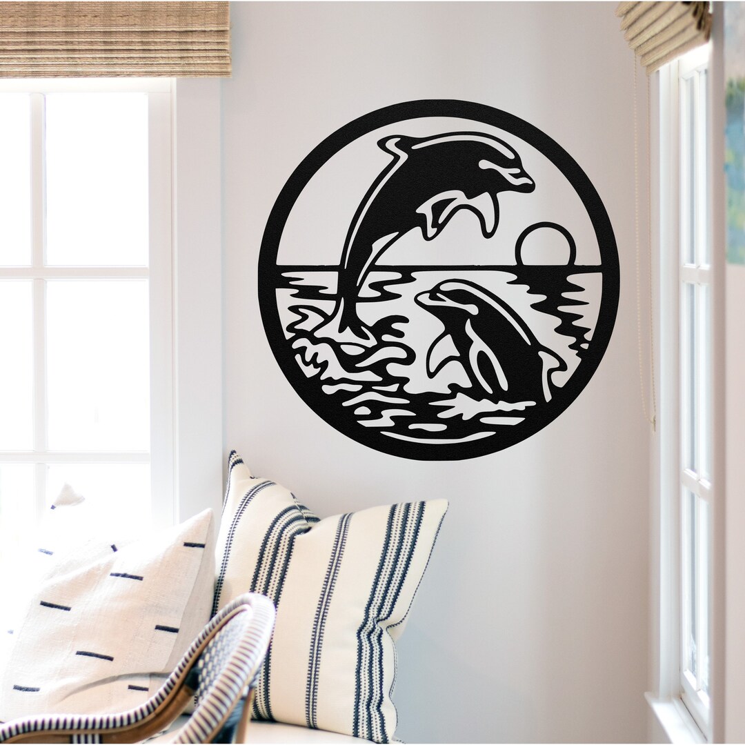 Dolphin Round Sign ~ Metal Porch Sign - Outdoor Sign - Front Door Sign ...