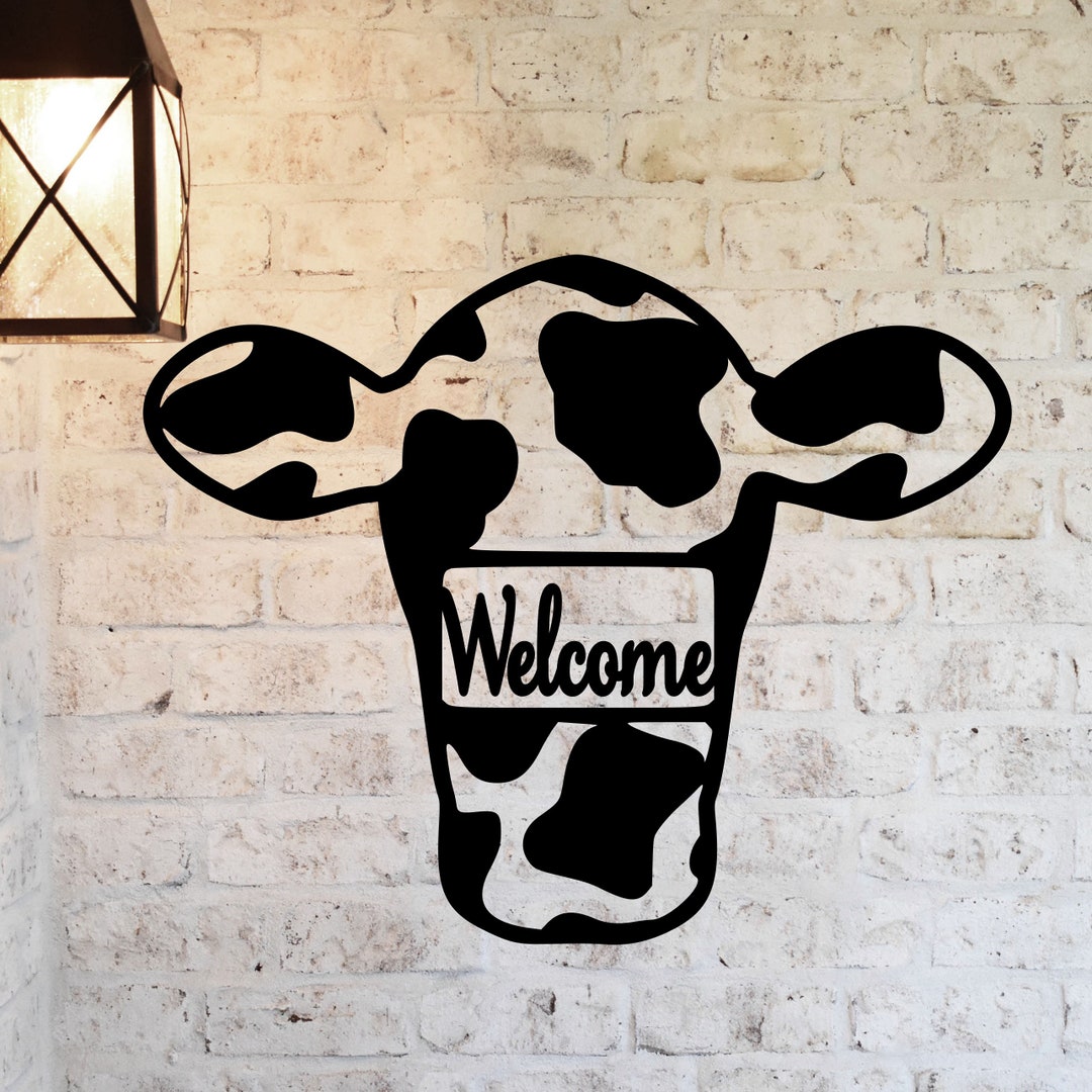 Cow Welcome Sign ~ Metal Porch Sign | Metal Gate Sign | Farm Entrance ...