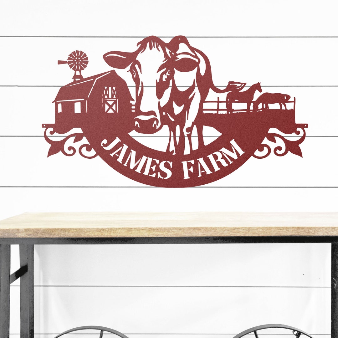 Personalized Cow Farm Sign ~ Metal Porch Sign | Metal Gate Sign | Farm ...