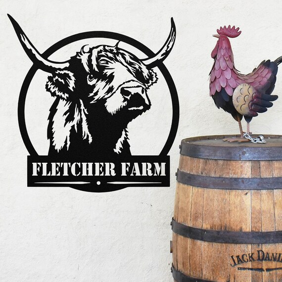 Custom Highland Cow Farm Welcome Sign Metal Porch Sign | Etsy