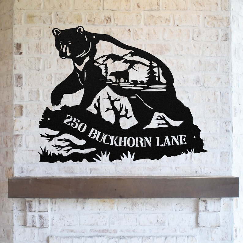 Bear Home Address Sign Metal Porch Sign Outdoor Sign - Etsy