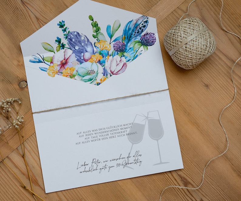 Personalizable Greeting Card, Special Birthday Card, Watercolor Flowers ...