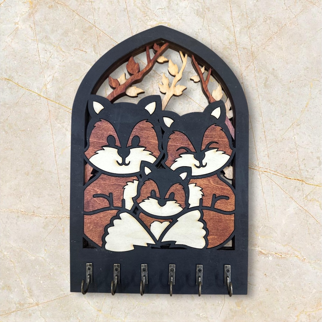 Cute Foxes Arch Key Hanger or Decor, House Warming Gift, Fox Lovers ...