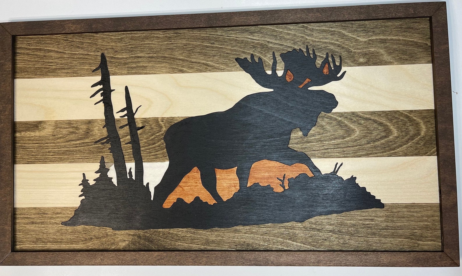 Wooden Moose Wall Décor Wooden Moose and Mountain Rustic - Etsy