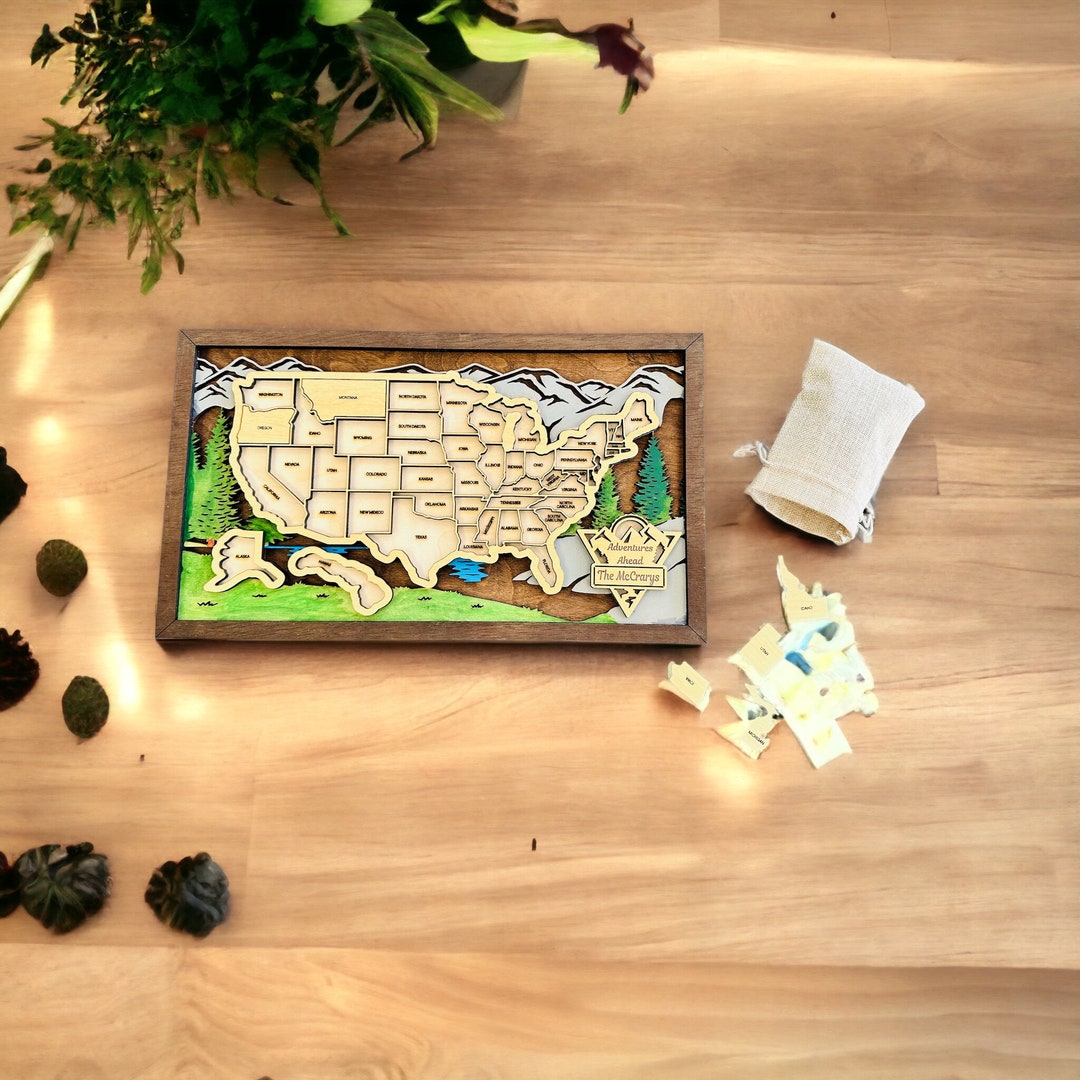 US Travel Map, US Travel Map Tracker, Home Decor, Family Travel Map ...