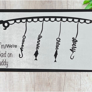 Father's Day Gift, We're Hooked on Dad, Fishing Sign, Birthday Gift for ...