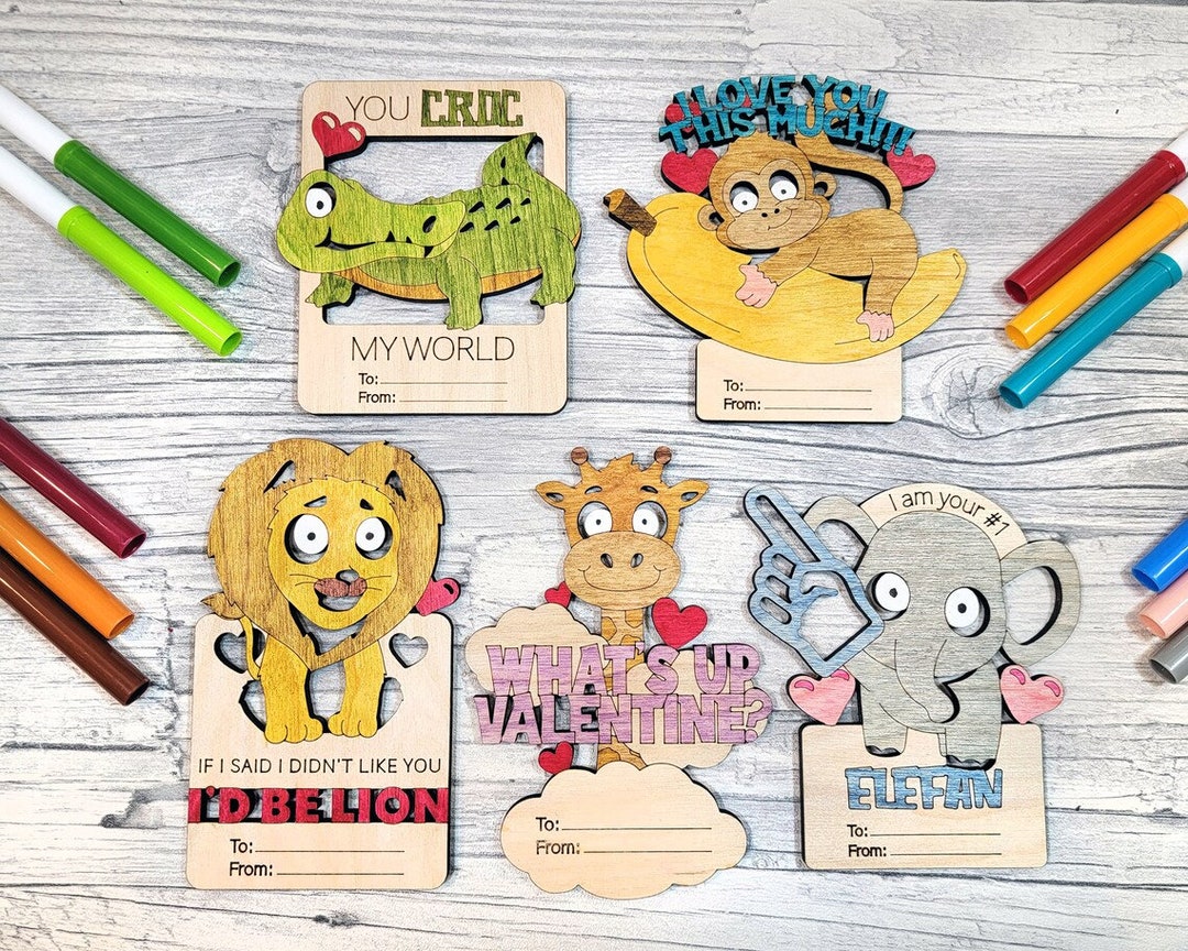 Safari Paint Card Craft, Color Your Own Valentines Day Card, Safari ...