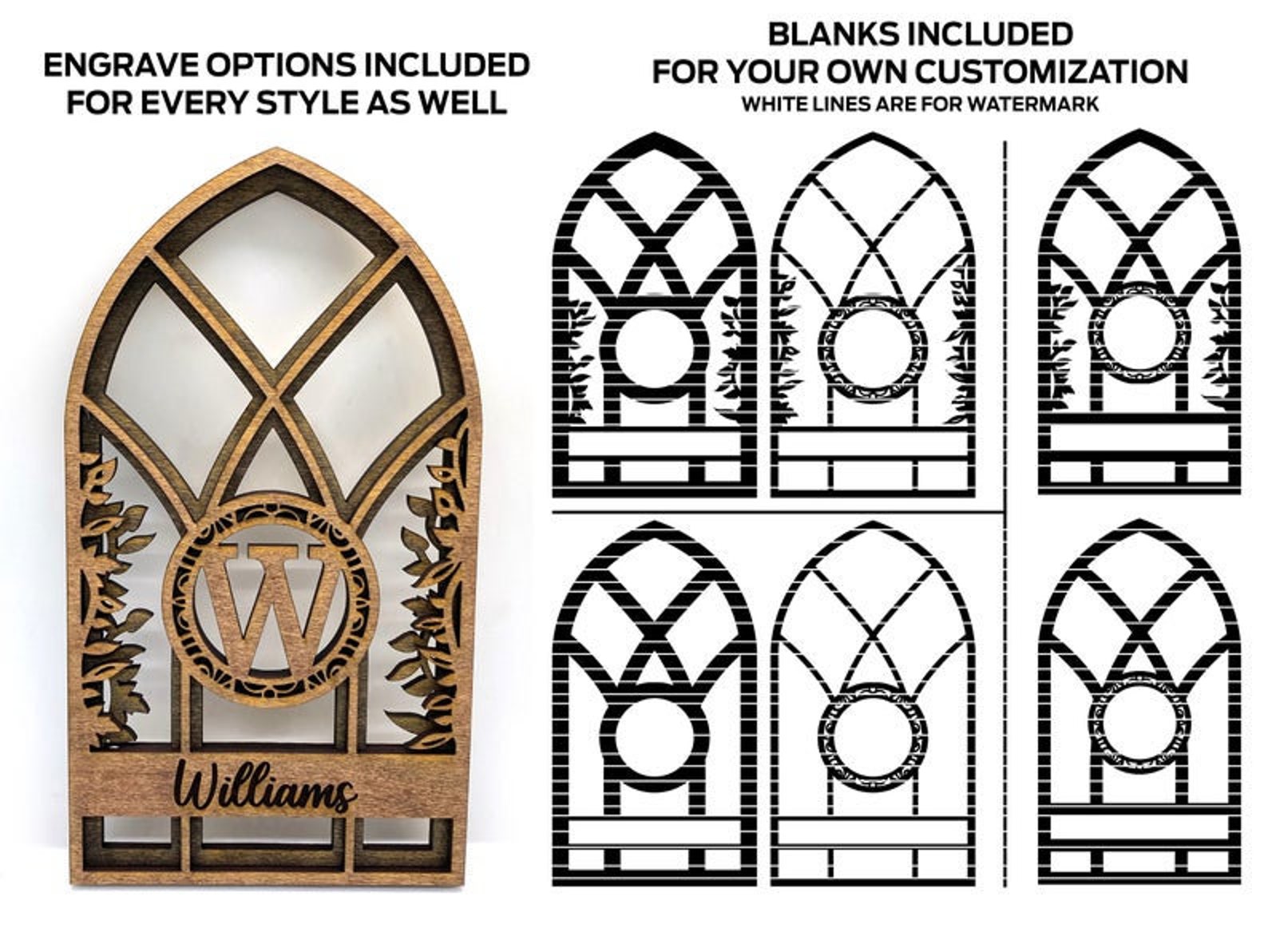 Arched Cathedral Window Monogram, Vintage Arched Cathedral Window ...