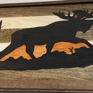 Wooden Moose Wall Décor, Wooden Moose and Mountain, Rustic Moose and ...