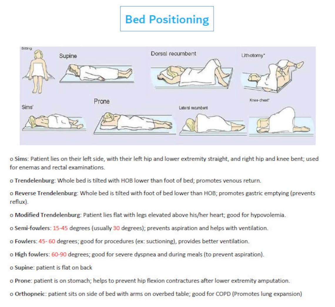 Nursing Notes Bed Positioning Printable Pdf Immediate Etsy