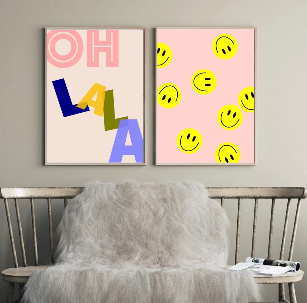 Poster Set Oh Happy A2 Smiley Smile bunt Positiv Fröhlich coole Prints ...