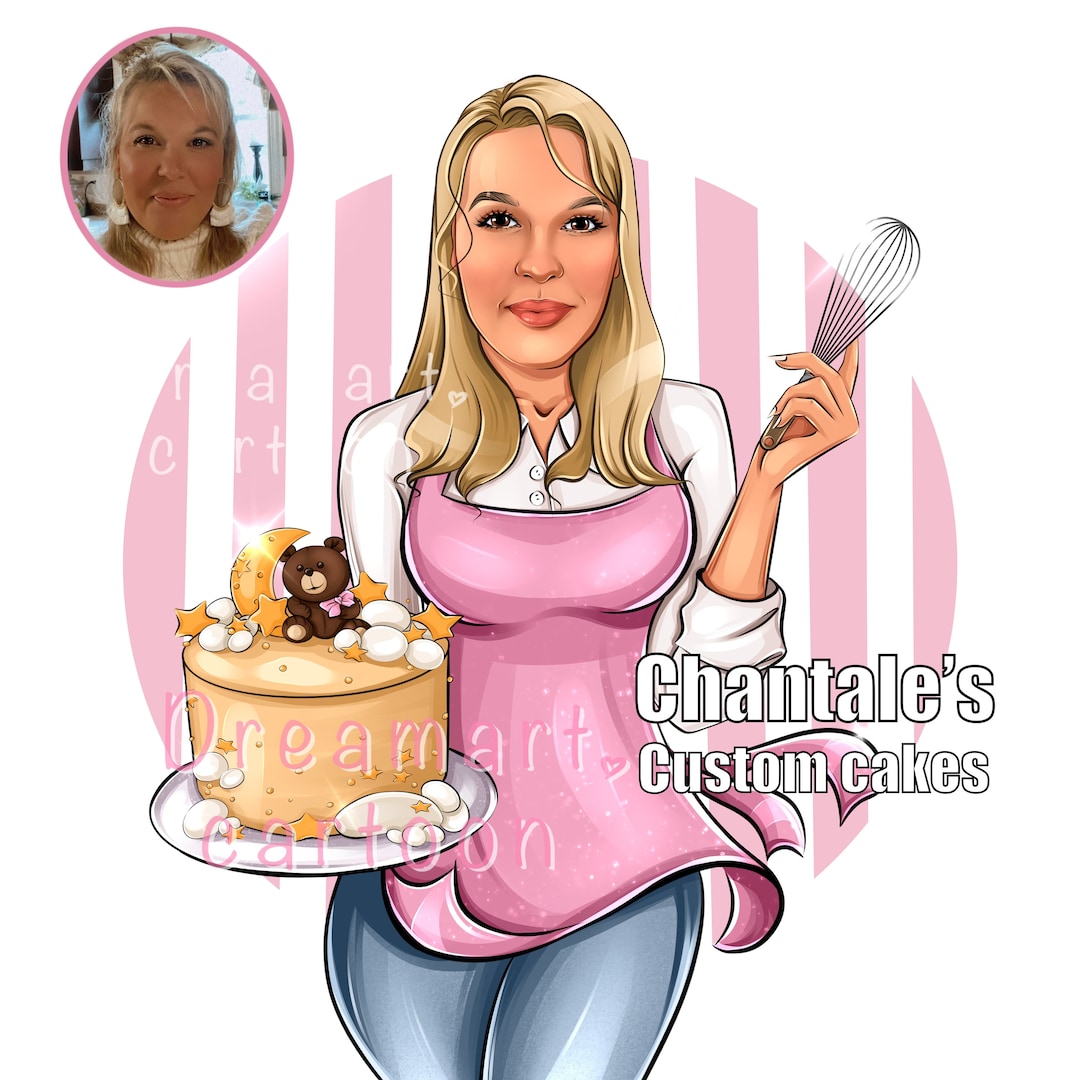 Baker Cartoon Logo Design, Cake Shop Logo, Dessert Maker Logo, Sweets ...