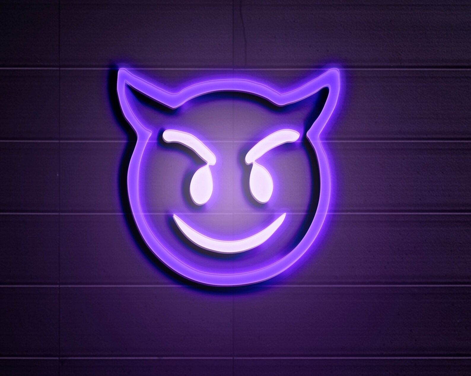 Devil Emoji Purple Neon Sign Devil Smirk LED Neon Light Sign | Etsy