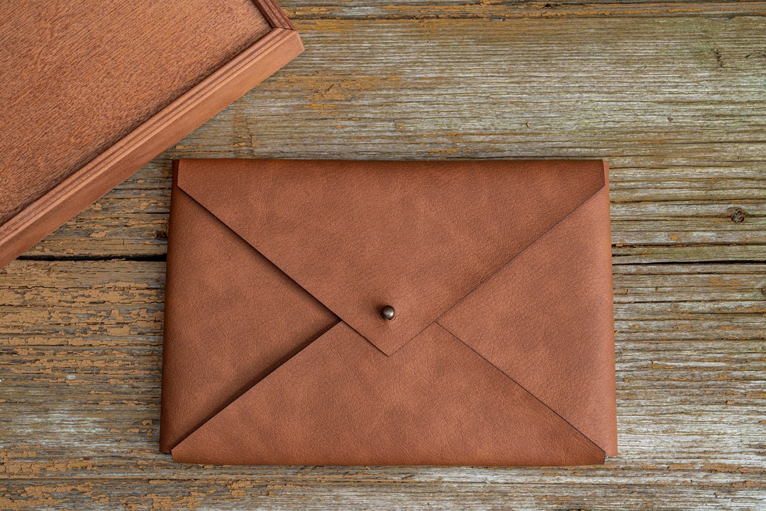 Vegan Leather Envelope vintage in Size 13x19 Without Engraving in Brown ...