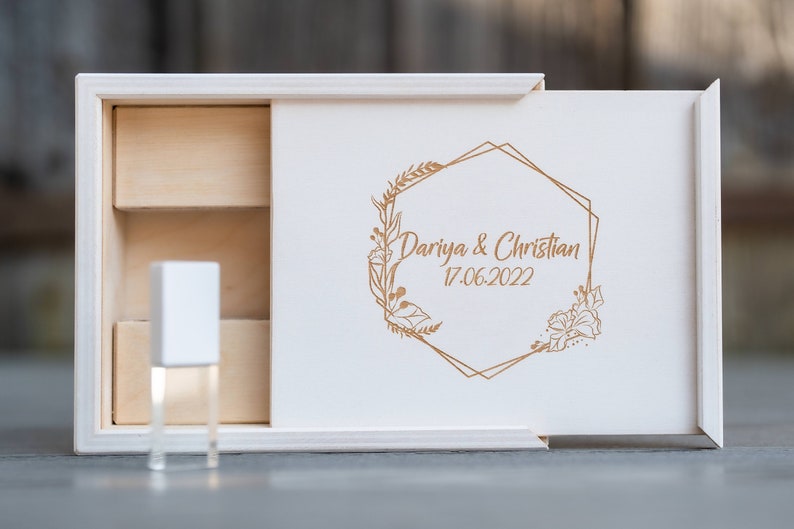 Set - Handmade USB Wooden Box With Engraving & a USB Stick Made of ...
