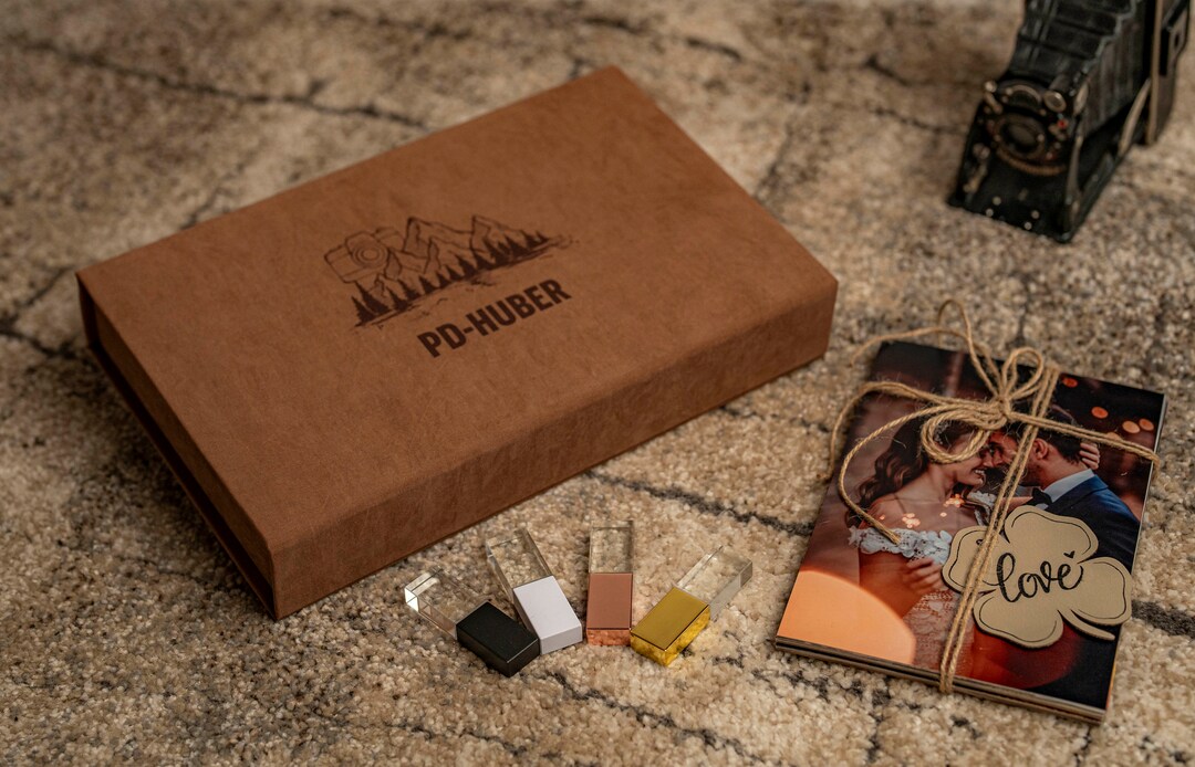 Softtouch Photobox for Photos With Engraving in Coffee Color + USB ...