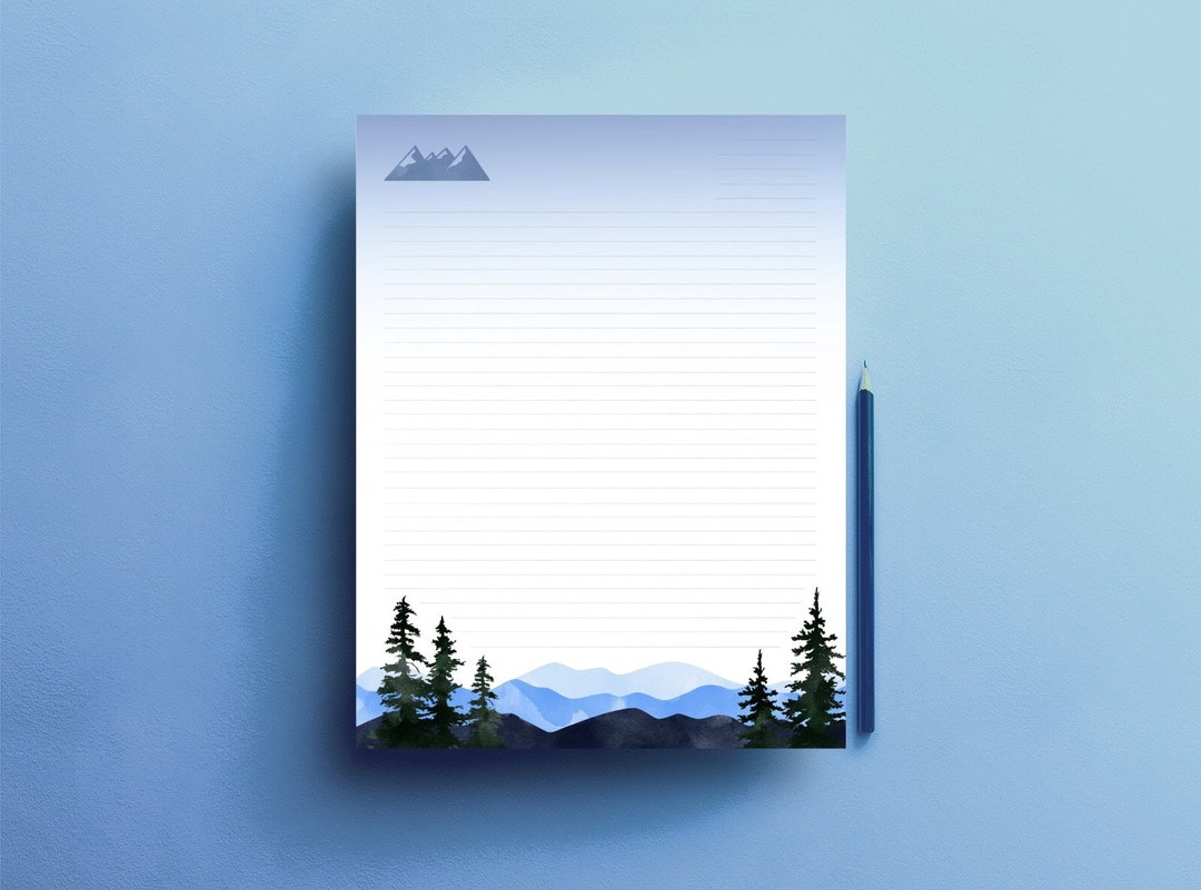 Mountain Range Stationery – Nature-inspired Letterhead, Notepad Paper ...
