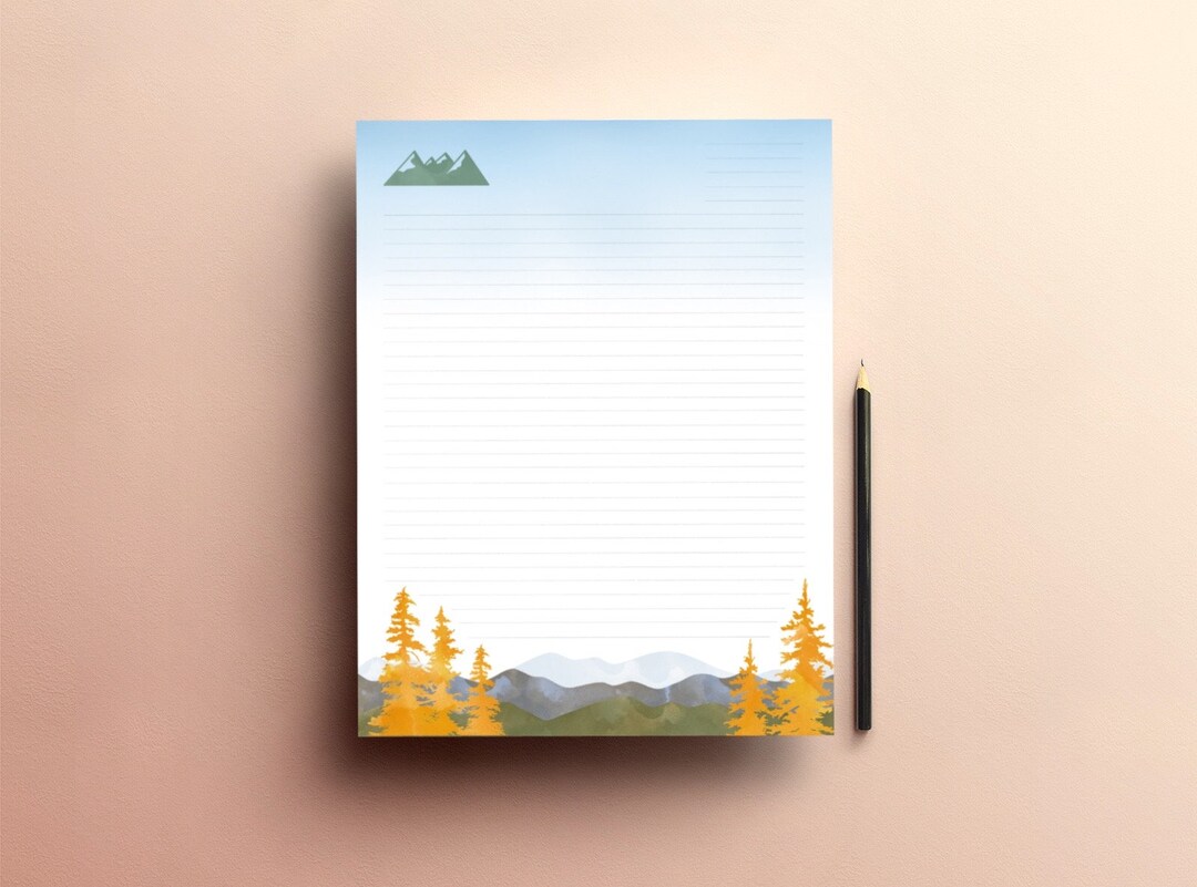 Custom Mountain Fall Tree Forest Notepad Stationery 50 Sheet Letter ...