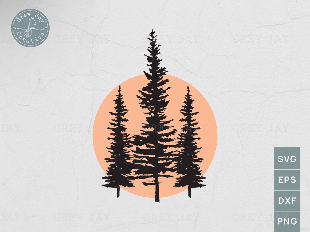 Sunset Trees SVG Tree Cut File Evergreen Trees Trees - Etsy