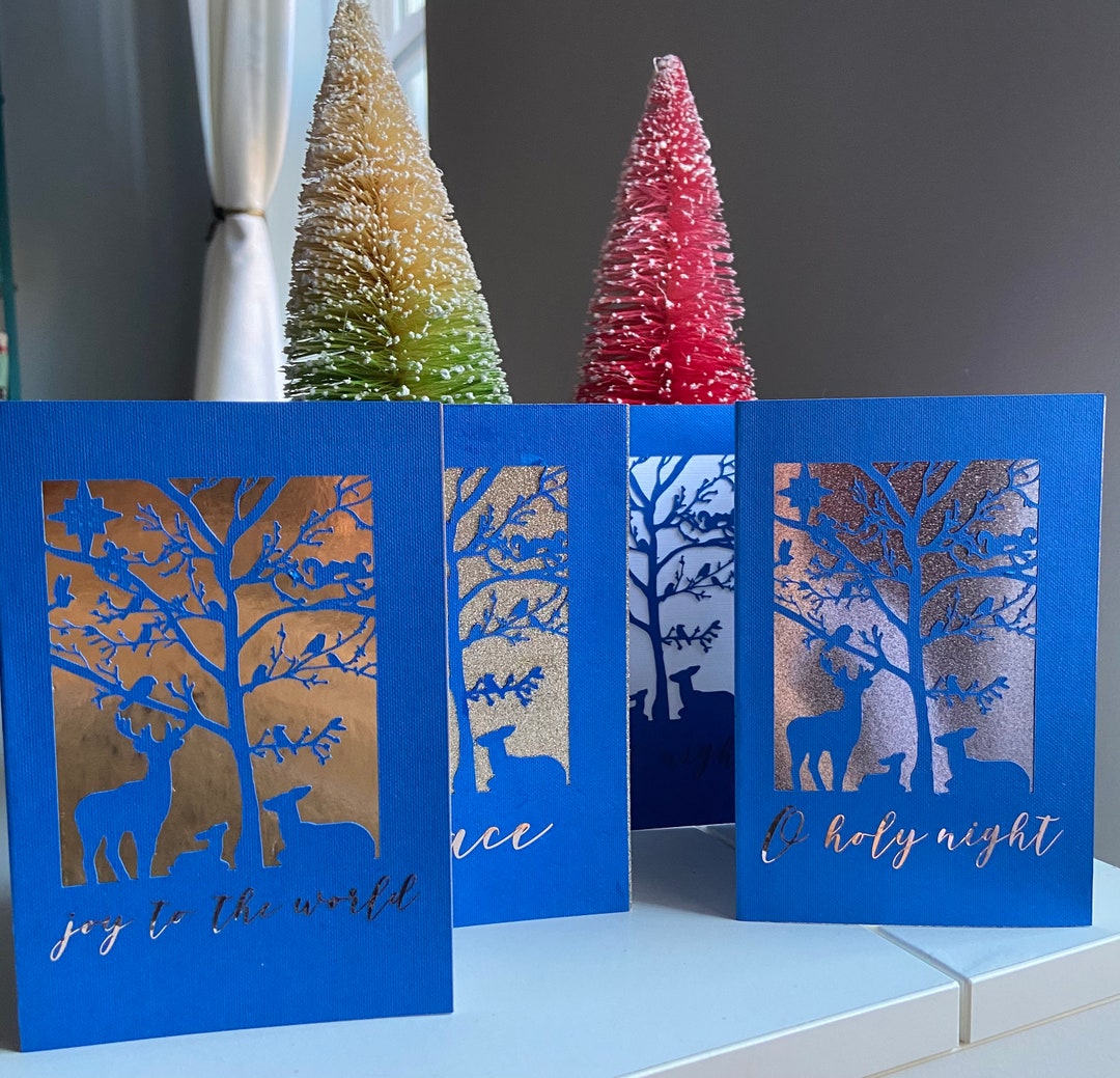 4 Woodland Scene Christmas Cards - Etsy