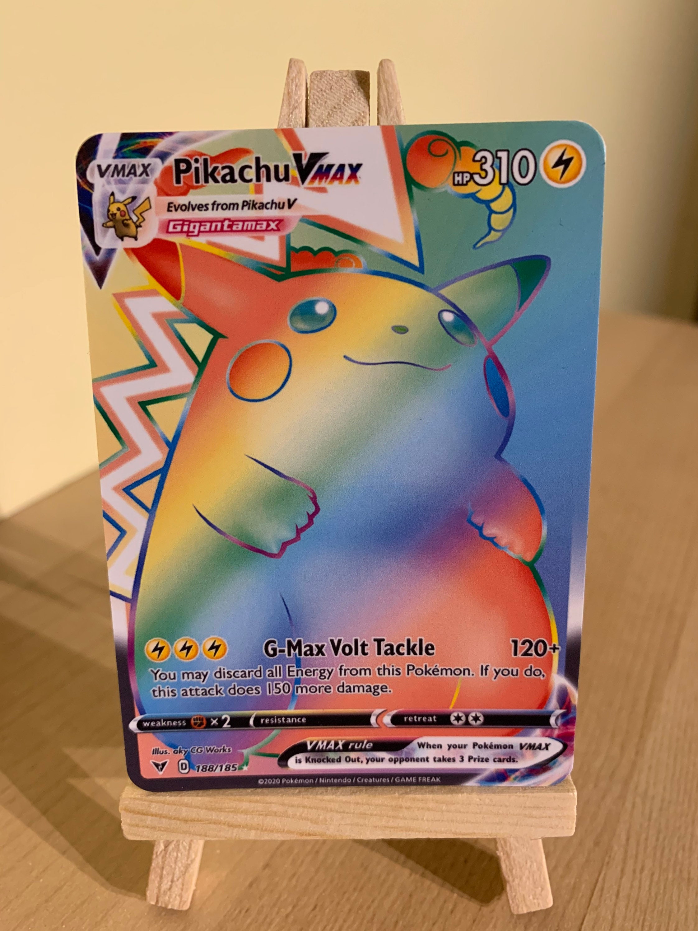 Pikachu VMAX Rainbow Rare Proxy Pokemon Card Non Holographic Etsy