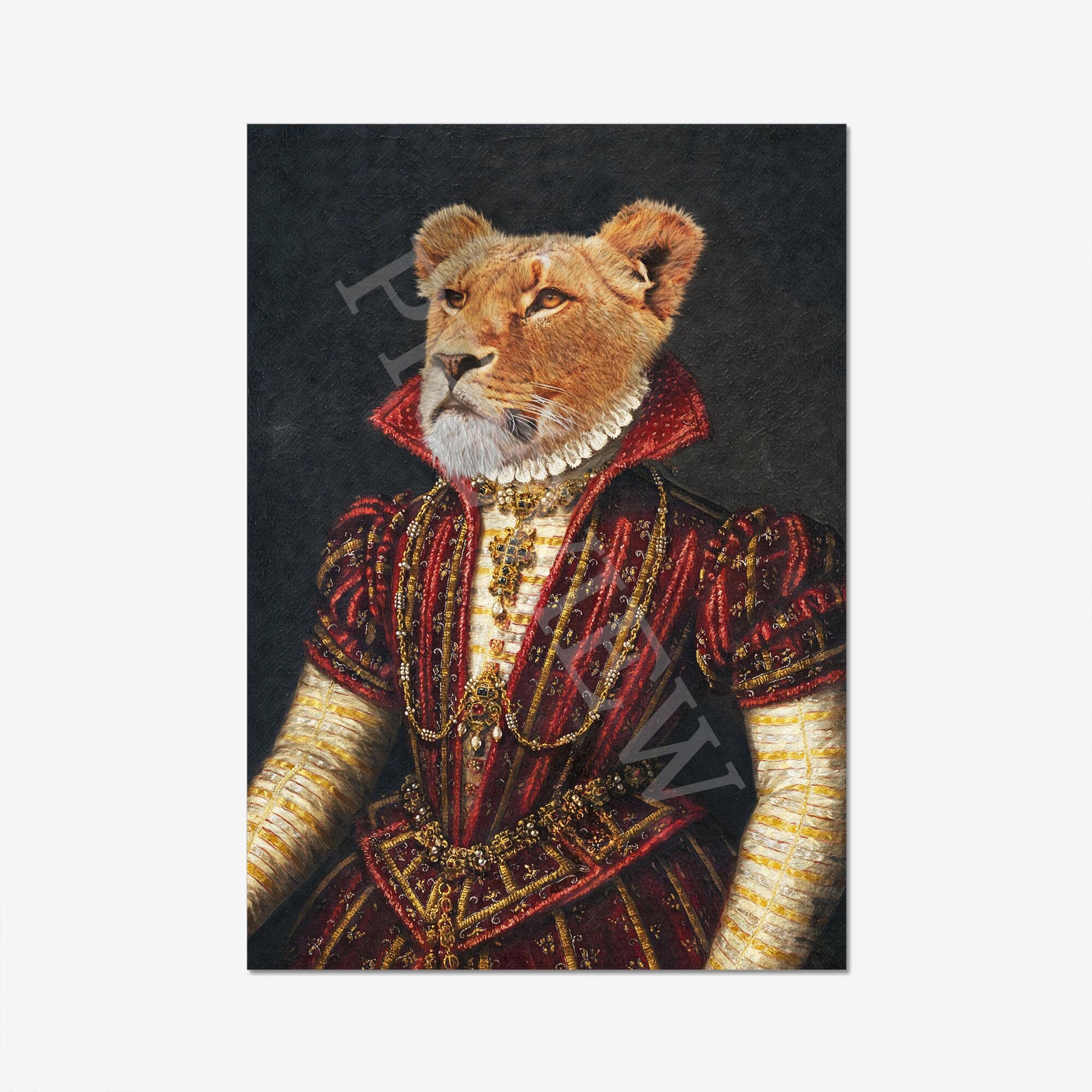 Lioness Queen Art Print // Vintage Historical Royal Painting Style Lady ...
