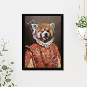 Red Panda Print // Vintage Painting Style Portrait of Cute Panda / Fox ...