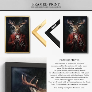 Stag With Cigar Wall Art Print // Vintage Painting Style Portrait of ...
