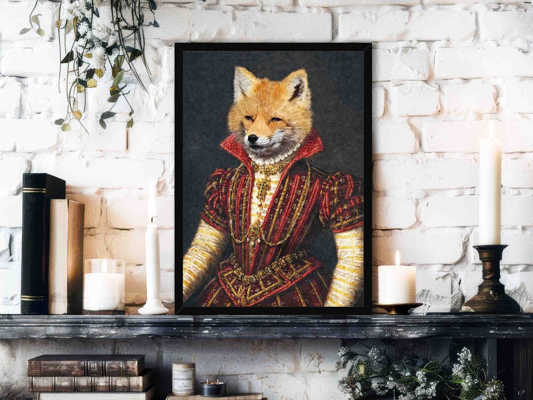 Fox Queen Wall Art Print // Vintage Historical Painting Style Portrait ...