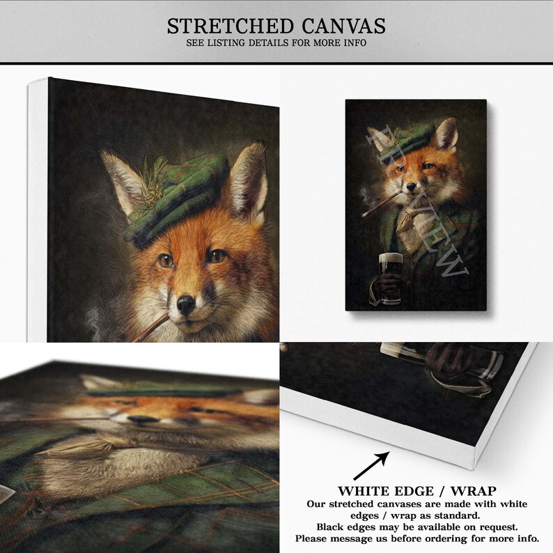 Irish Fox Wall Art Print // Vintage Painting Style Portrait of Fox ...