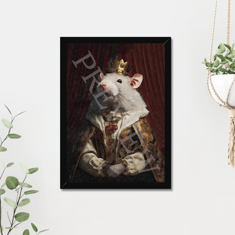 Rat King Wall Art Print // Cute Royal Lord of the Rats & Mice in a ...