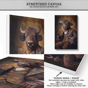 Bison Drinking Bourbon Wall Art Print // Vintage Painting Style ...