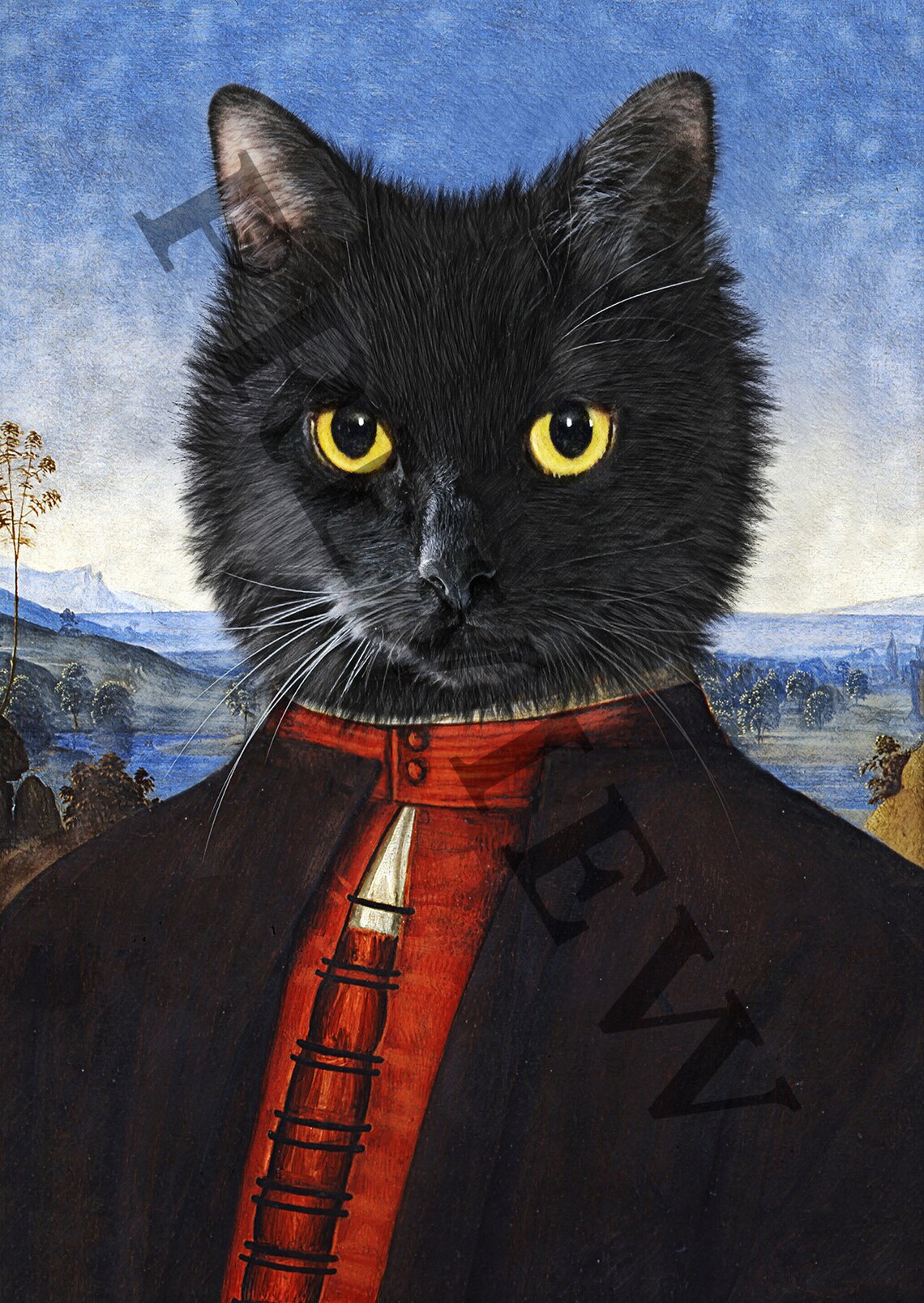 Black Cat Print Vintage / Historical / Renaissance Painting - Etsy UK