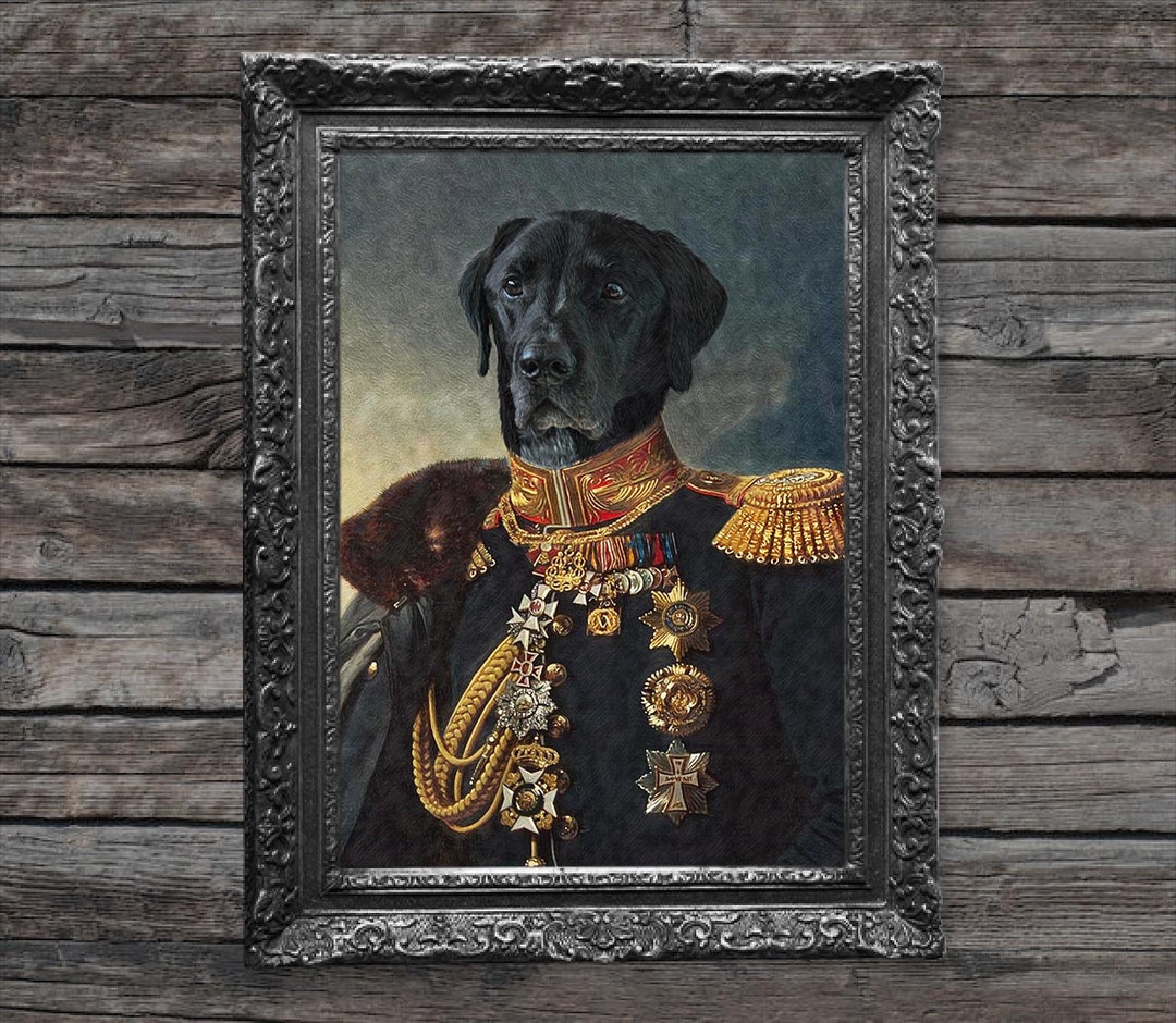 Black Labrador Wall Art Print // Vintage Historical Painting - Etsy