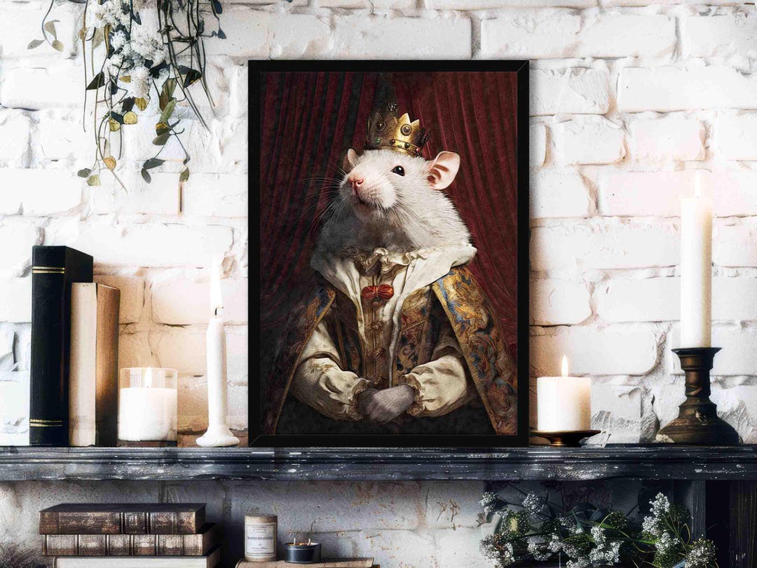 Rat King Wall Art Print // Cute Royal Lord of the Rats & Mice in a ...