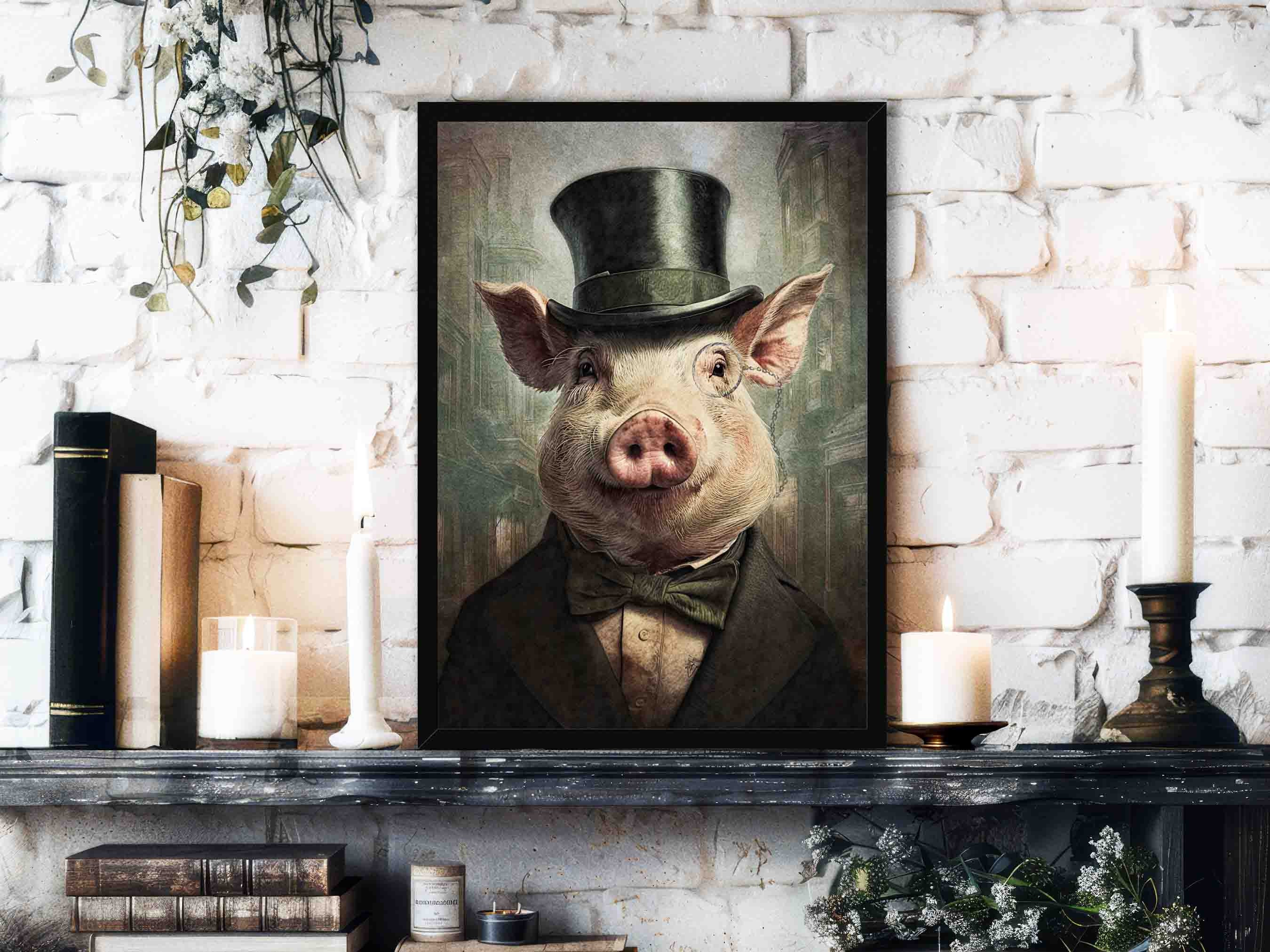 Victorian Pig Wall Art Print // Portrait of Aristocrat Gentleman Hog ...