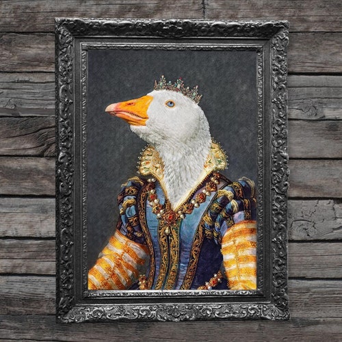 Rabbit Queen Print Vintage Historical Royal Painting Style | Etsy