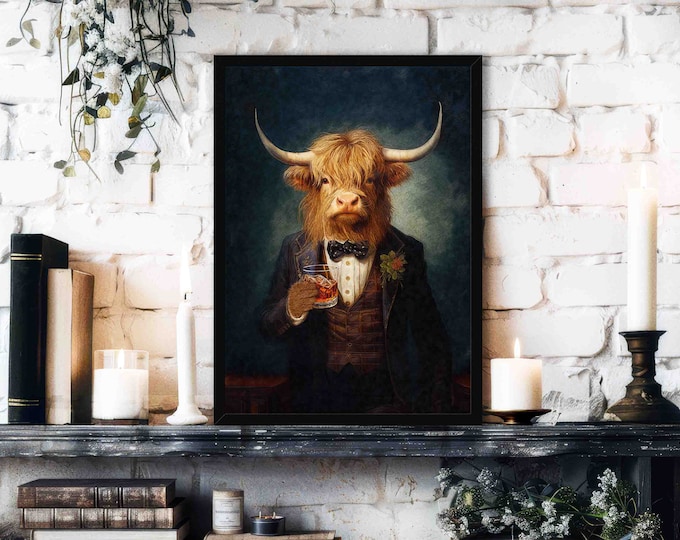Highland Cow in Victorian Style Costume Instant Digital Downloadable ...