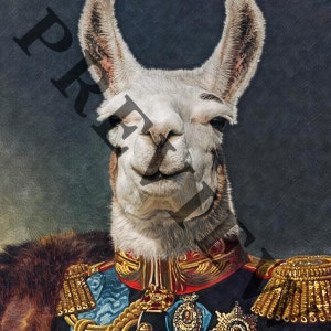 Llama Wall Art Print Vintage Historical Military Army Painting Style ...