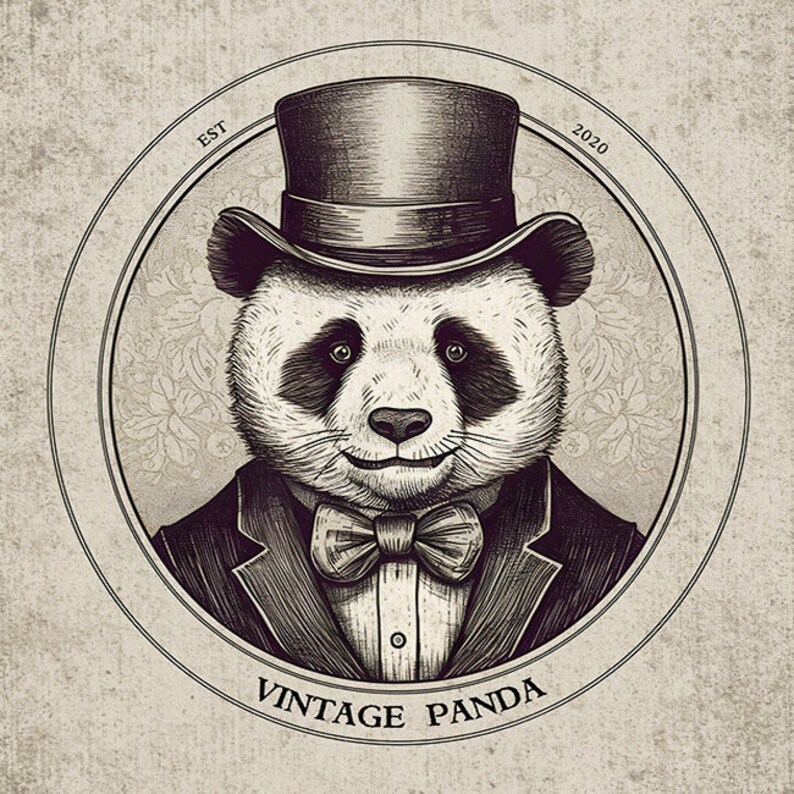 Red Panda Wall Art Set - Vintage Painting Style Portraits of Man & Lady ...
