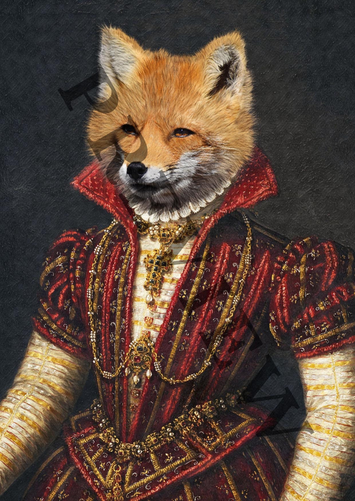 Fox Queen Wall Art Print // Vintage Historical Painting Style - Etsy