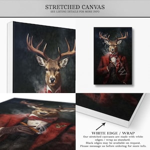 Stag With Cigar Wall Art Print // Vintage Painting Style Portrait of ...