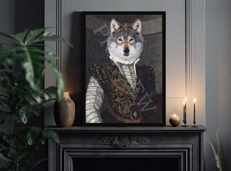 Wolf Queen Art Print - Vintage Renaissance Painting Style Portrait of ...