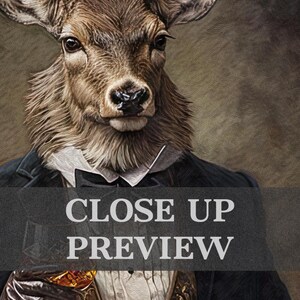 Stag Drinking Whisky Wall Art Print // Vintage Painting Style Portrait ...