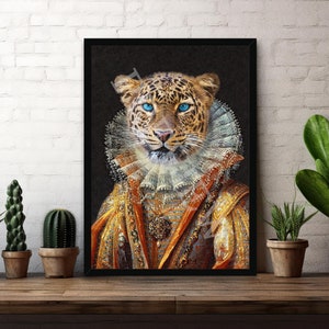 Leopard Queen Art Print // Vintage Painting Style Portrait of a Big Cat ...