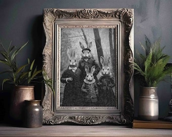 Opi Owens Rabbit Vintage Portrait Victorian Rabbit Painting - Etsy