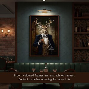 Stag Drinking Whisky Wall Art Print // Vintage Painting Style Portrait ...