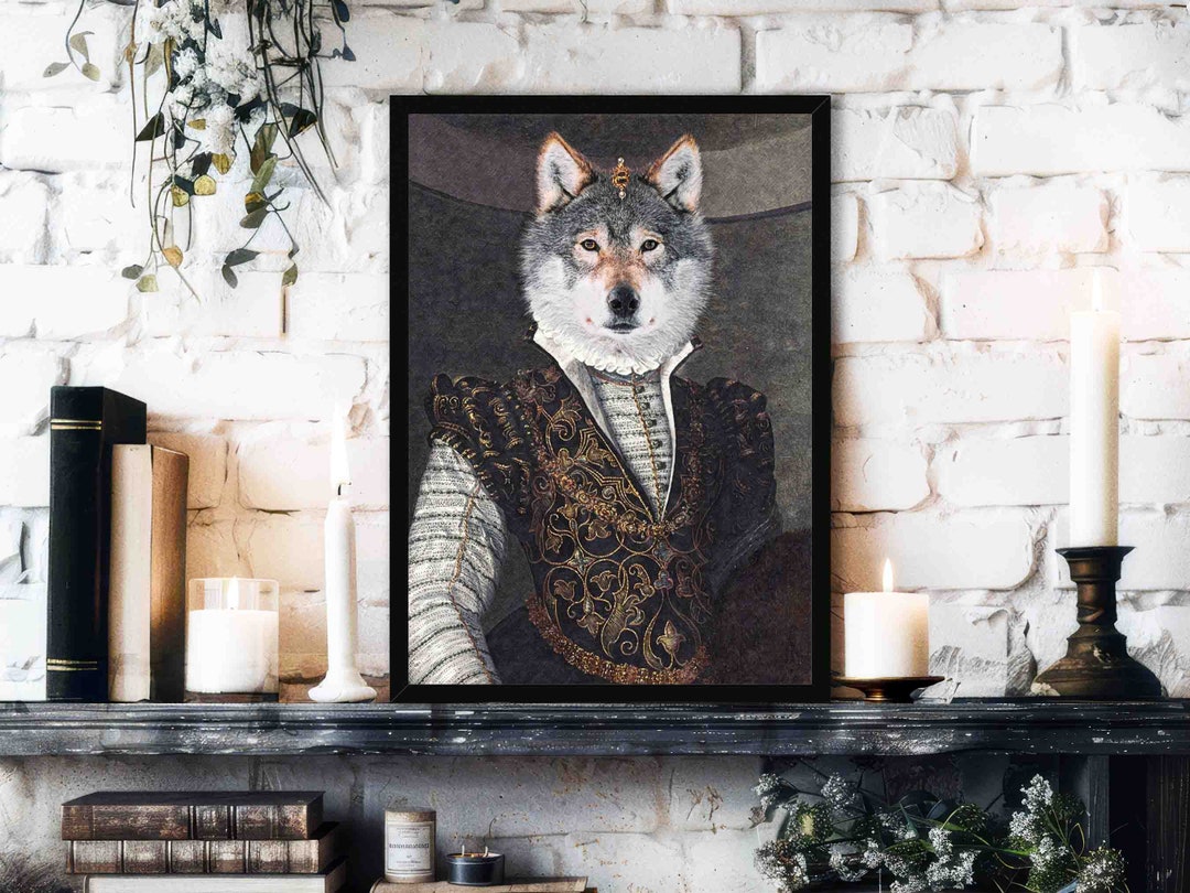 Wolf Queen Art Print - Vintage Renaissance Painting Style Portrait of ...
